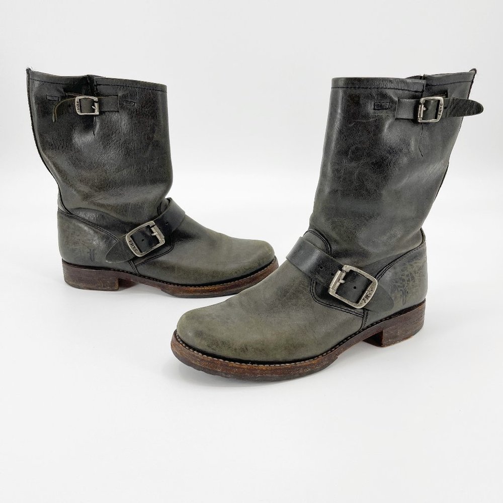 Frye Veronica Short Engineer Biker Mid Calf Boot Dist… - Gem